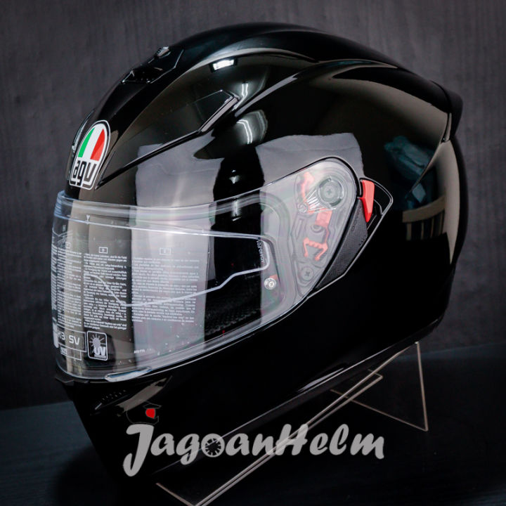 AGV HELM K3 SV SOLID | BLACK GLOSSY | K3SV DOUBLE VISOR | Lazada Indonesia