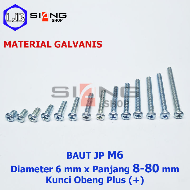 Baut JP Galvanis M6 panjang 8 sd 80mm | Lazada Indonesia