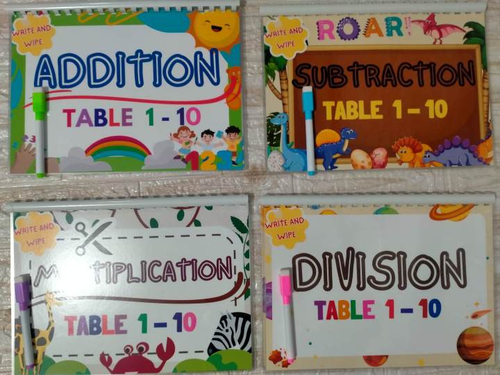 MATH PRACTICE LAMINATED ADDITION SUBTRACTION MULTIPLICATION AND ...