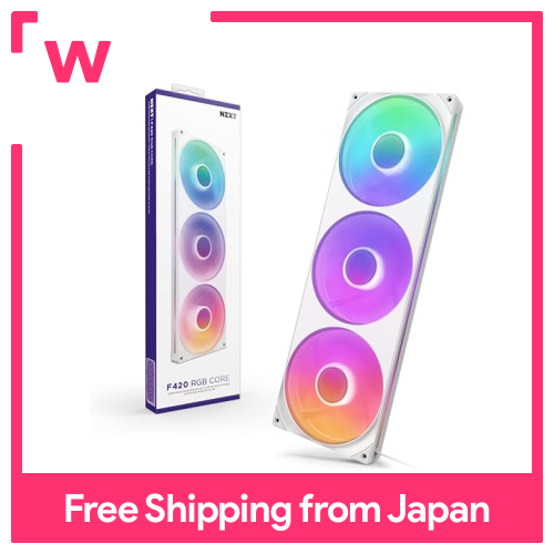 NZXT F420 RGB Core Fan White with 3 Fans 420mm Single Frame RGB Fan RF ...