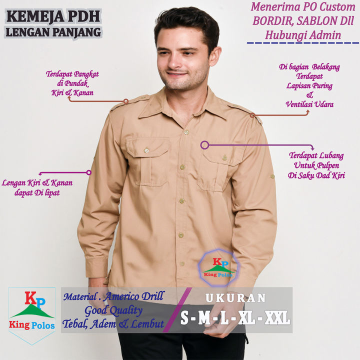 KEMEJA FORMAL PDH/PNS/ASN/PILOT/SATPAM Warna KHAKI | KEMEJA KERJA ...