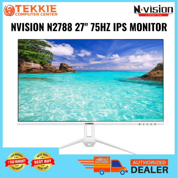 BRANDNEW NVISION N2788 27 INCHES 75HZ IPS FRAMELESS WHITE MONITOR ...