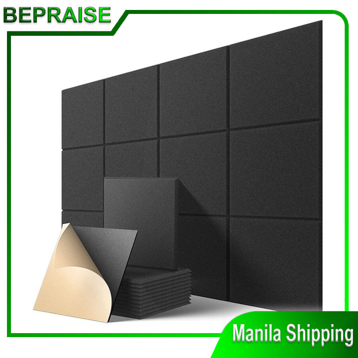12Pack Acoustic Panels Sound Proof Padding Bevled Edge Polyester Fiber ...