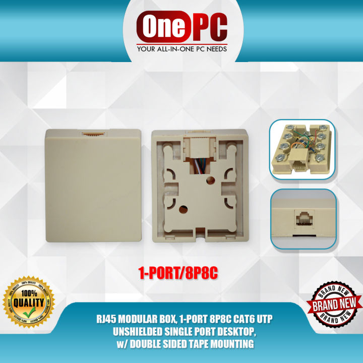 RJ45 MODULAR BOX, 1-PORT 8P8C CAT6 UTP UNSHIELDED SINGLE PORT DESKTOP ...