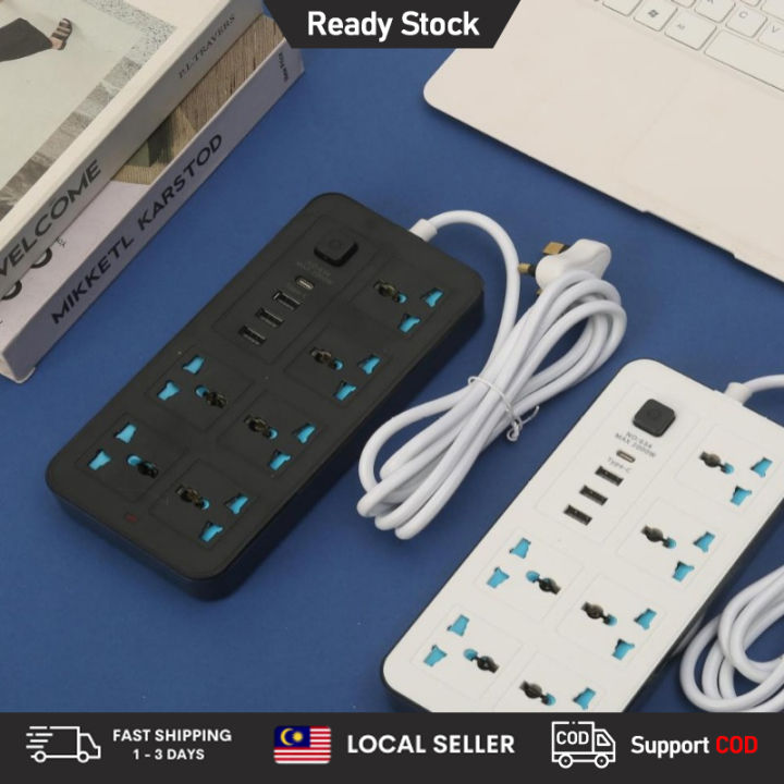 【Ship today】 3 USB Port 6 Universal Power Strip Extension Plug Power ...