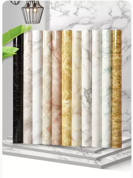 wall sticker lemari kitchen set & kabinet motif marmer glossy L60x5mtr ...