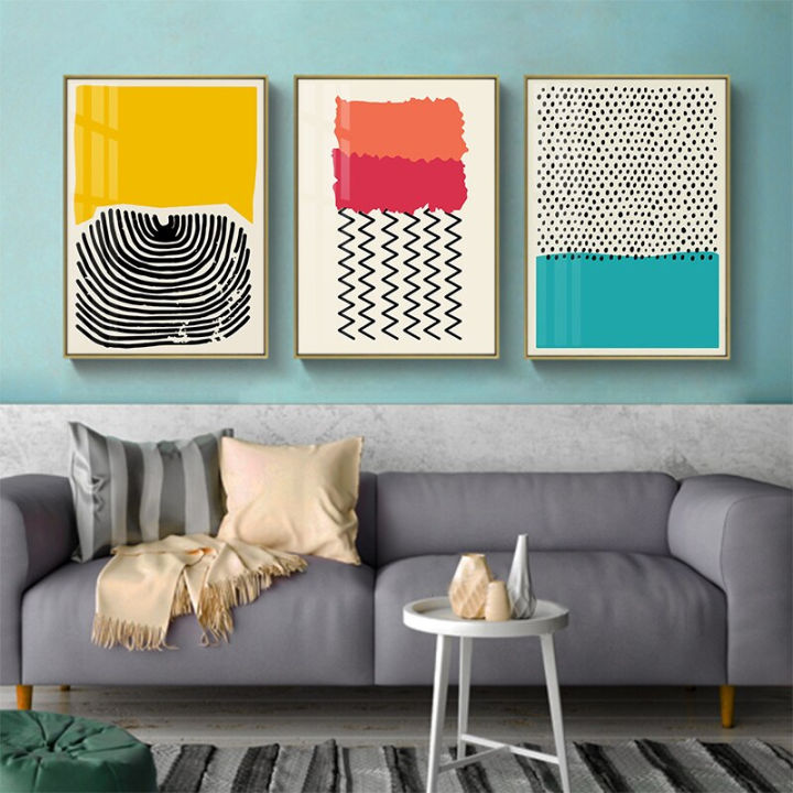 Modern Color Block Art Pictures Abstract Geometric Canvas Painting ...