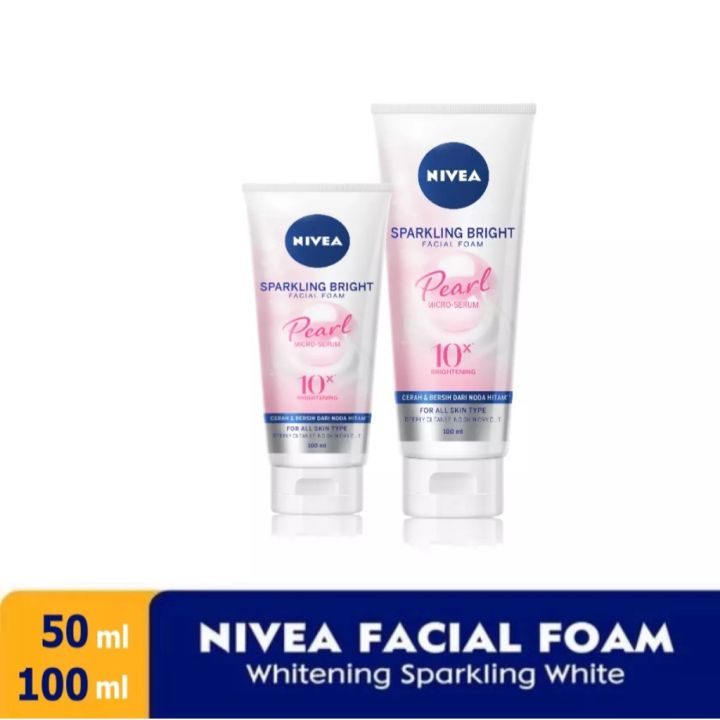 NIVEA Sparkling Bright Whitening Facial Foam PEARL Micro Serum 100ml ...
