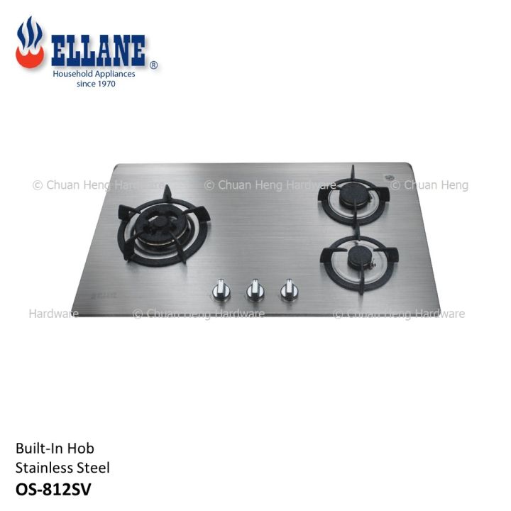Ellane OS-812SV 3 Burner Stainless Steel Hob c/w Safety Valve | Lazada ...