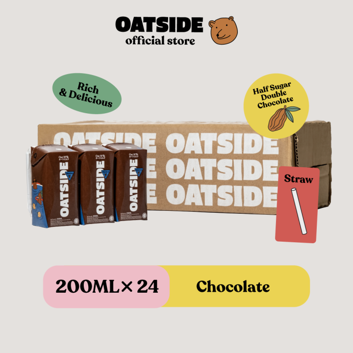 OATSIDE Mini Straw Oat Milk Chocolate 200ml (24pcs) (Kemasan dengan ...