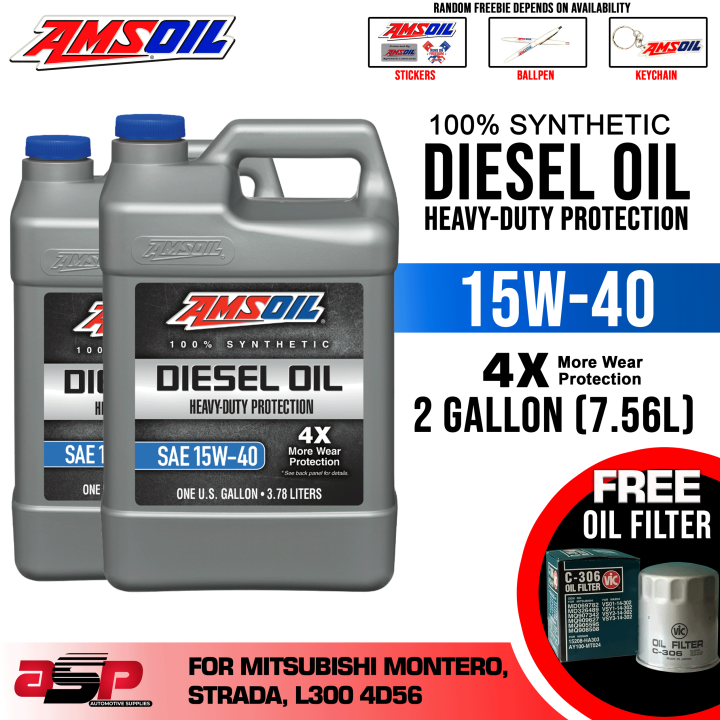 AMSOIL Heavy-Duty 100% Synthetic Diesel Oil 15w-40 8 Quarts (7.57L ...
