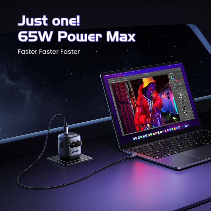 【Nexode】UGREEN UNO 65W GaN เครื่องชาร์จ Robot RoboGaN 3-Ports USB C USB ...