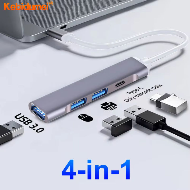 Kebidumei 4 Ports USB 3.0 HUB TYPE-C HUB Multi USB Splitter Type-C ...