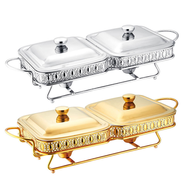 1.8L Luxury Gold or Silver Chafing Dish Buffet Food Warmer Display Restaurant Hotel Glass Soup ...