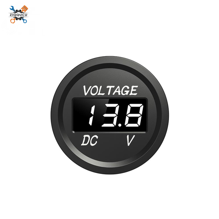 Ziqqucu DC 12V LED Digital Voltmeter Round Panel Waterproof for Boat ...
