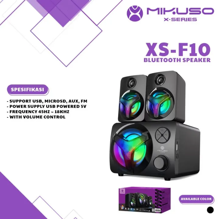 MIKUSO XS-F10 Speaker Bluetooth USB Powered 7 Colors Pulsating LED ...