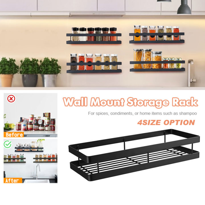 Wall Mounted Condiment Spice Rack Kitchen Iron Shelf | Lazada PH