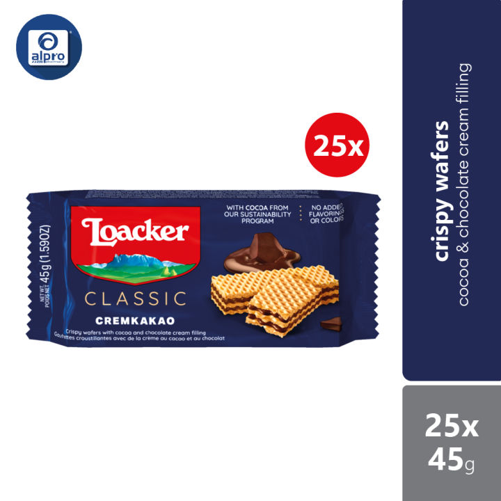 Loacker Chocolate Wafer 45g x 25pcs (Napolitaner / Creamkakao) | Lazada