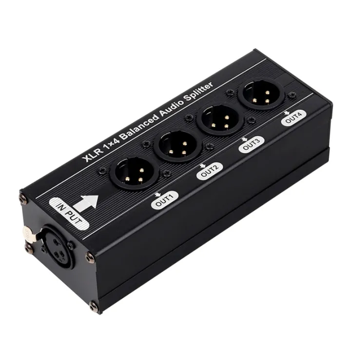 【eryu01】Audio Signal Splitter Box XLR 1x4 Balanced 3 Pin 1 in 4 Out No ...