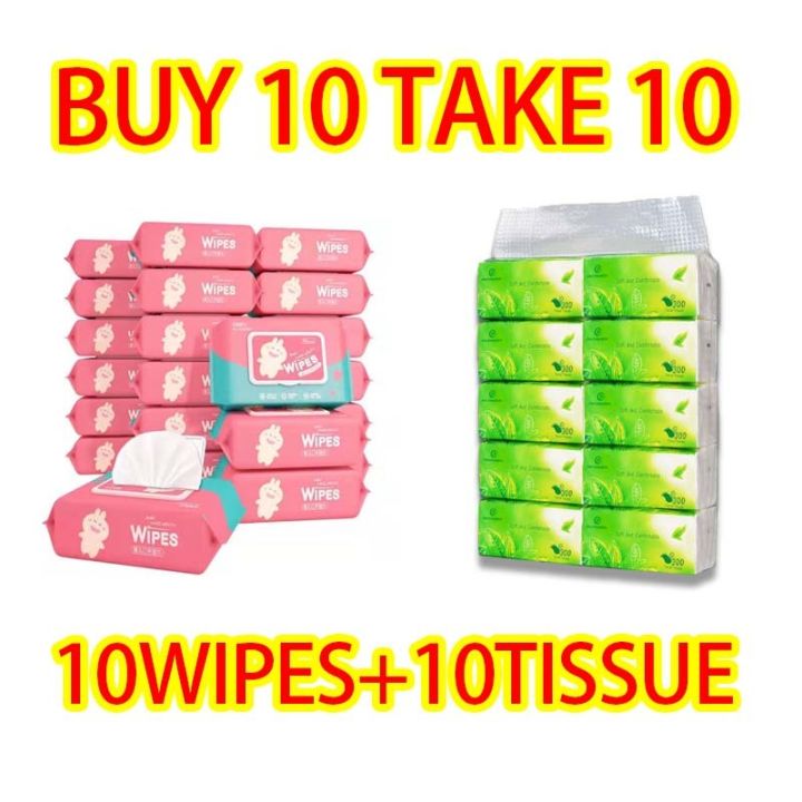 20PCS baby wipes and tissue bundle Combo Unscented baby wipes 10 packs ...