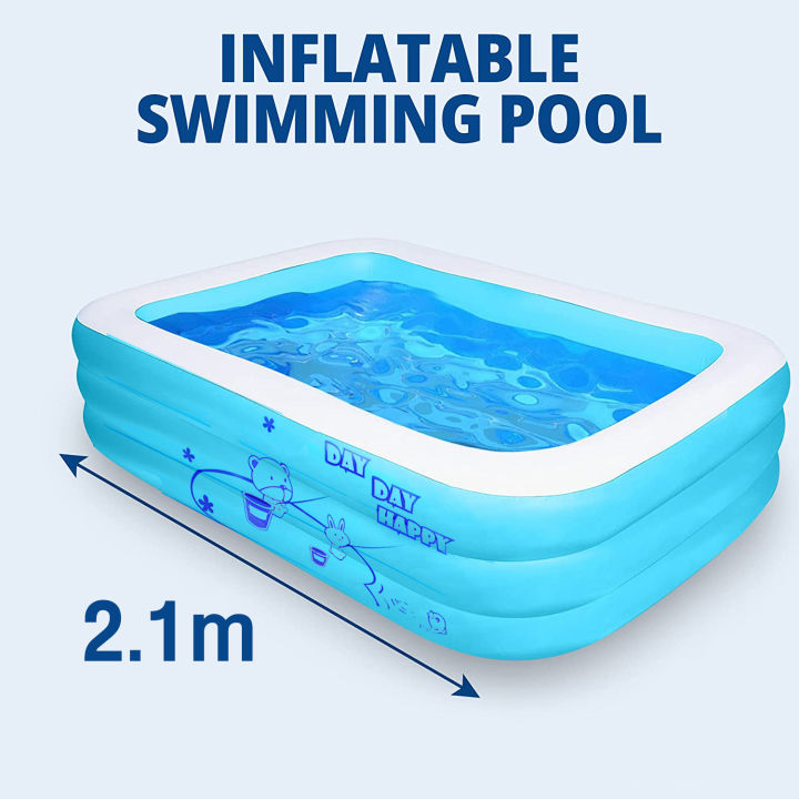 Inflatable Swimming Pool, 1.2 X 85 X 33CM Full-Sized Family Kiddie Blow ...