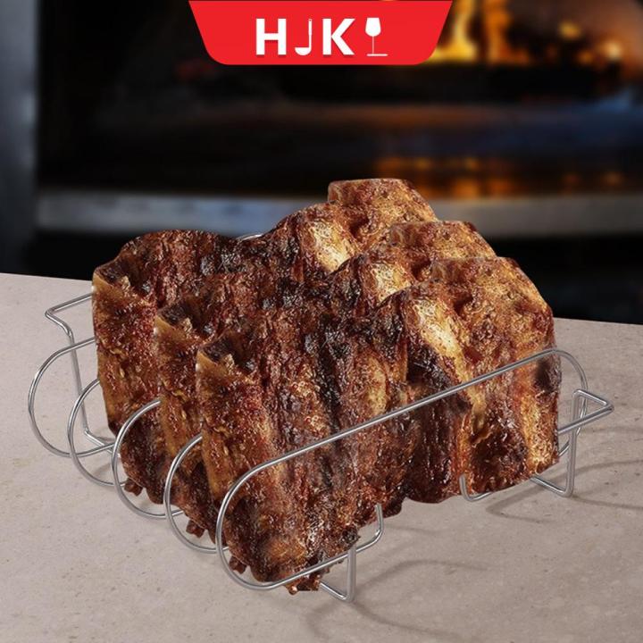HJKL เหล็กไร้สนิม ขาตั้งซี่โครงบาร์บีคิว ไม่ติดกระทะ ตาข่ายบาร์บีคิว ...