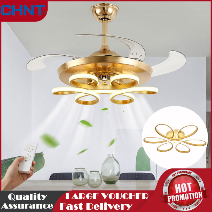 CHNT 48 Inch Ceiling Fan With Light Ceiling Light Led Stepless Dimmable ...