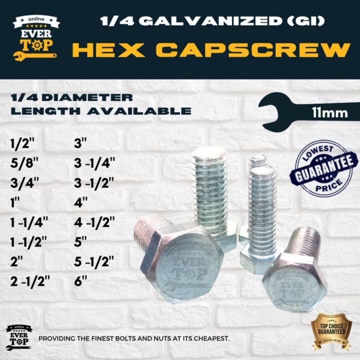 1/4 (20TPI) GALVANIZED (GI) HEX BOLT | HEXAGONAL BOLT | ORDINARY LOCAL ...