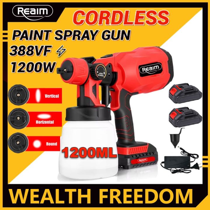 【REAIM】Cordless Electric Paint Spray Gun for Paint Sprayer Portable ...