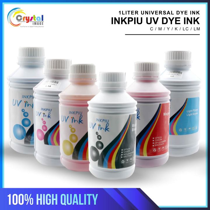 Inkpiu 1 Liter UV Dye Ink for printer C/M/Y/K/LC/LM Premium Universal Ink for Inkjet Compatible ...