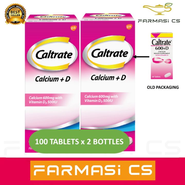 Caltrate Calcium + D 600mg with vitamin D 100 Tablets x 2 Bottles EXP ...