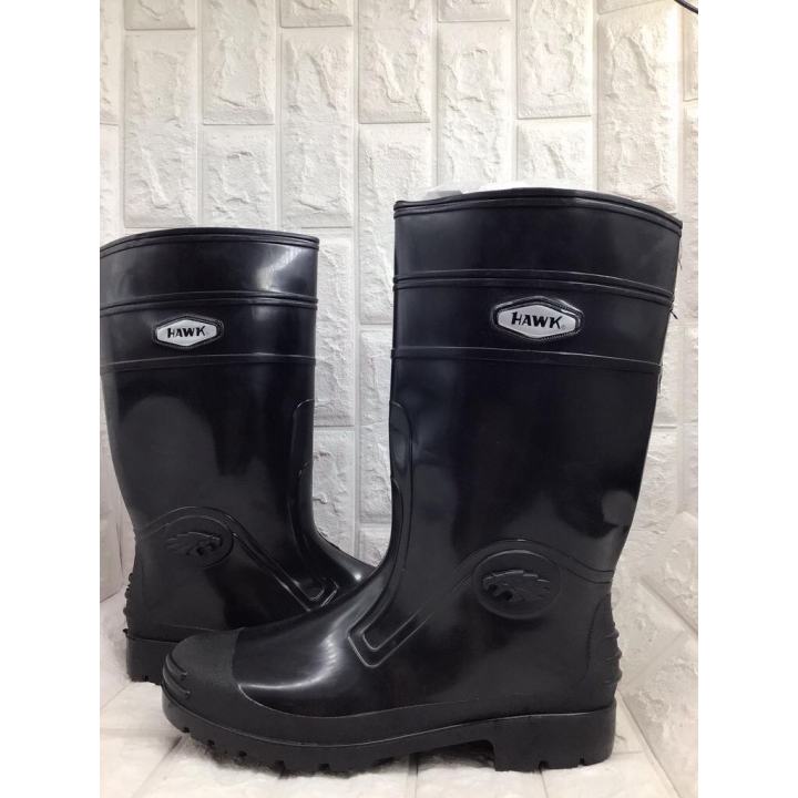 HAWK Men Rainboots Black waterproof high cut pure rubber | Lazada PH