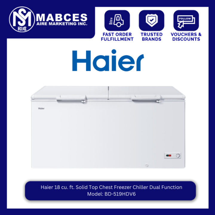 Haier 18 cu. ft. Solid Top Chest Freezer Chiller Dual Function BD-519HDV6 | Lazada PH
