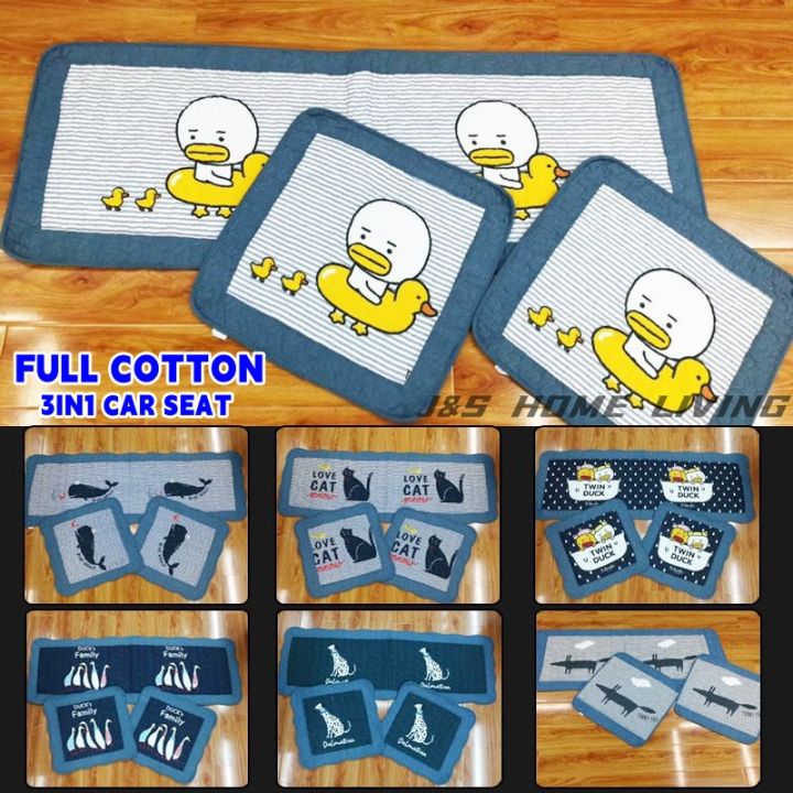 🇲🇾 Cotton 3in1 Patchwork Car Seat Lapik Kusyen Kereta Cushion Cover ...