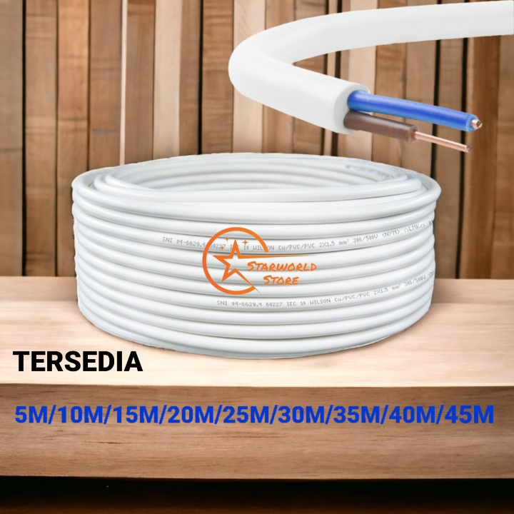 Kabel Listrik NYM Kawat Tembaga 2 x 1.5 Panjang 5 Meter / 10 Meter / 15 ...