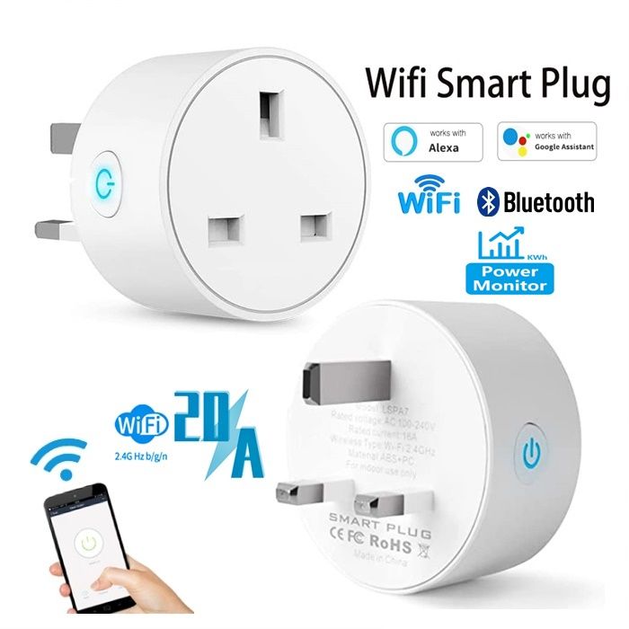 WiFi Smart Plug, 20A Smart Plug Socket Work with Timer and APP Control ...