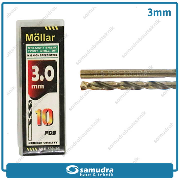 MOLLAR MLR-500405 Mata Bor Cobalt 3 mm Besi Stainless HSS 3mm Satuan ...