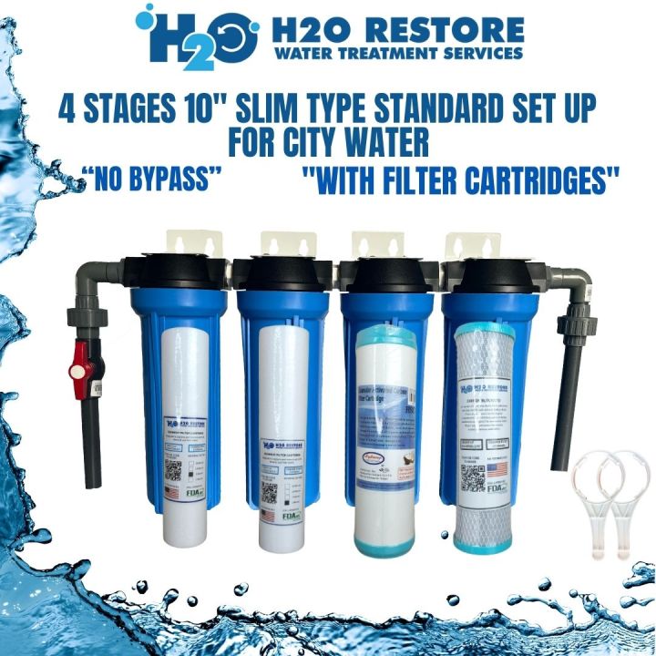 Water Filter 4 Stages 10” Slim Type H2O RESTORE Standard City Water No ...
