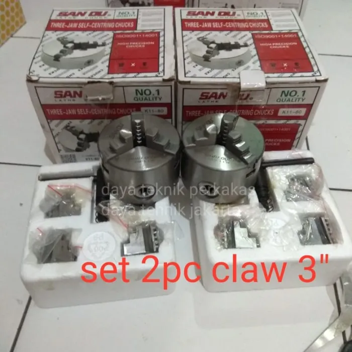 claw bubut 3 in 3 jaw set 2pcs san ou- catok clau sanou - Chuck bubut ...