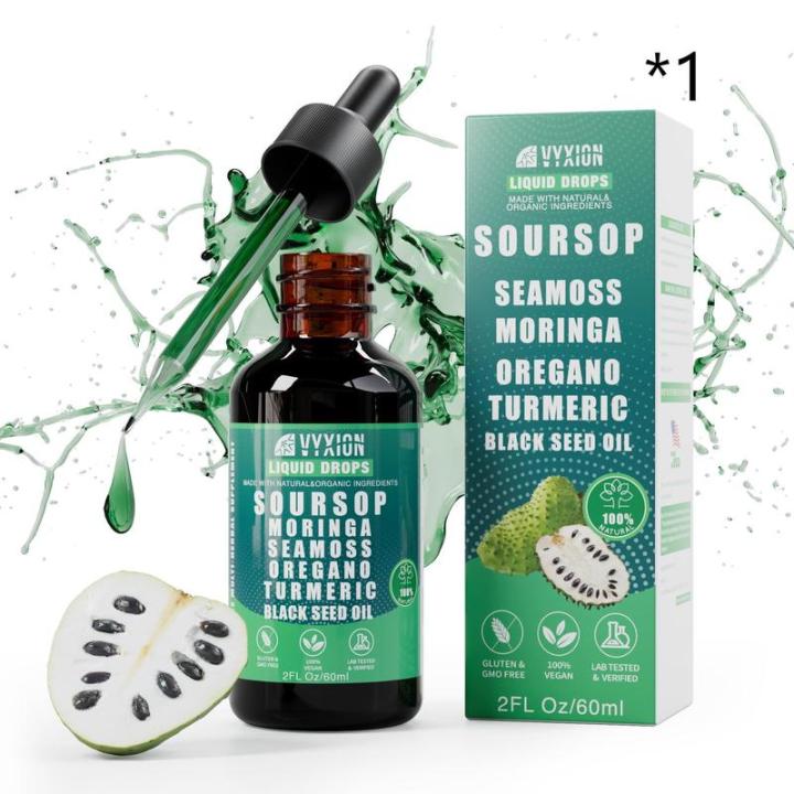VYXION Pure Soursop 10 in 1 Liquid Drops Extract - Seamoss,Moringa ...