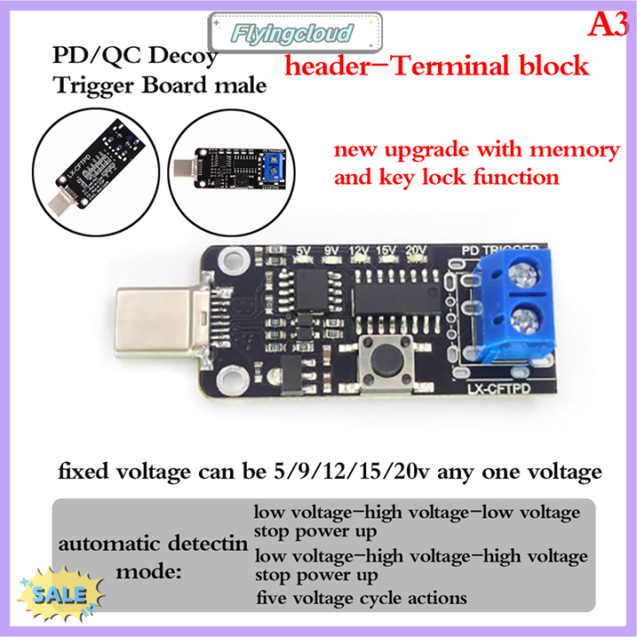Follow Get New[FlyingC] USB Type-C PD Decoy Trigger Board 9V 12V 15V ...