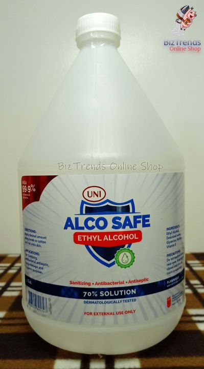 Uni Alcosafe Ethyl Alcohol 70% 1 Gallon | Lazada PH