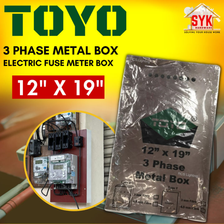 SYK TOYO 12" x 19" Three Phase Metal Box Electric Fuse Meter Board Safety Electric Socket Wire ...