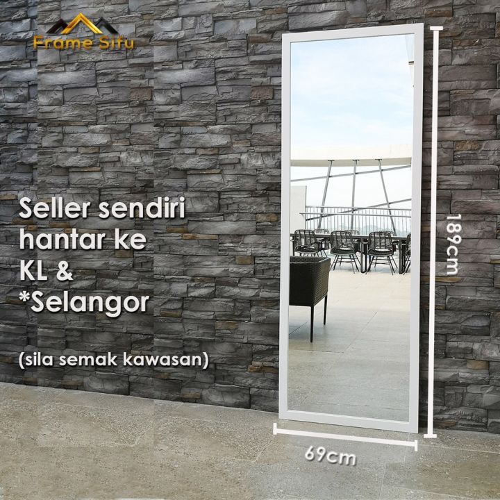 Mirror with wooden Frame 2ft X 6ft (4cm) 镜子 cermin, | Lazada