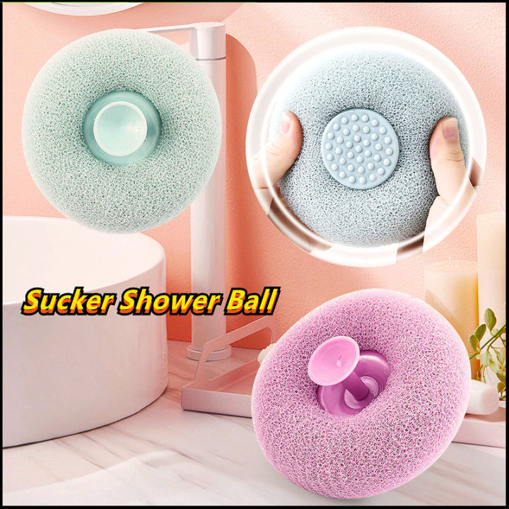 【skin Friendly】sucker Shower Ball Sponge Bath Loofahs Mesh Pouf Massage