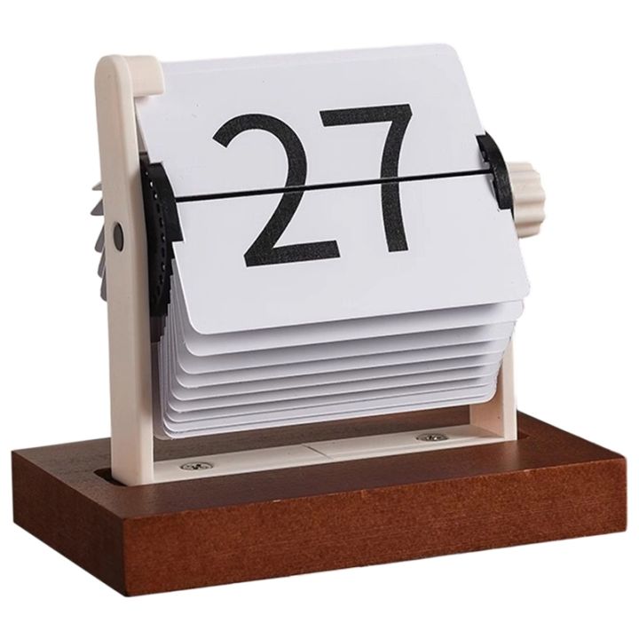 Nordic Minimalist Wooden Calendar-Vintage Flip Desktop Calendar with ...