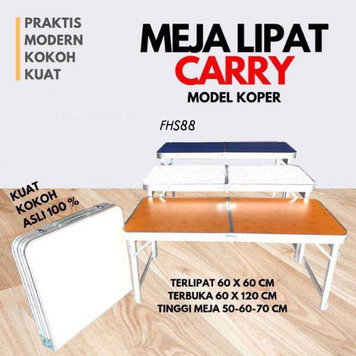 Meja Lipat Koper Portable Uk 120Cm X 60Cm Model Kaki Kotak Petak Meja ...