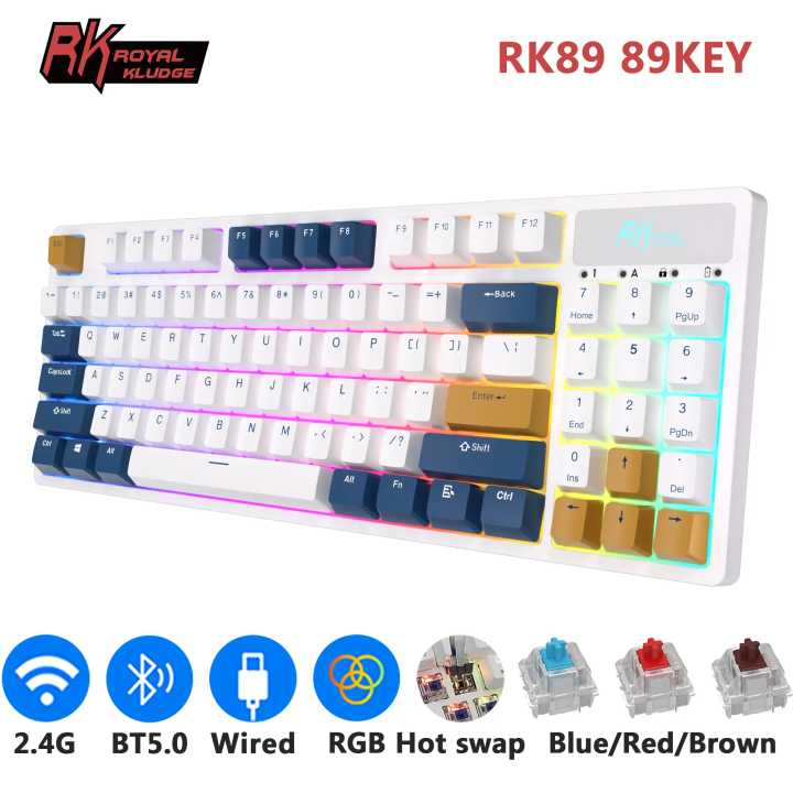 RK Royal Kludge RK89 89 Keys RGB Wireless Bluetooth Mechanical Keyboard ...