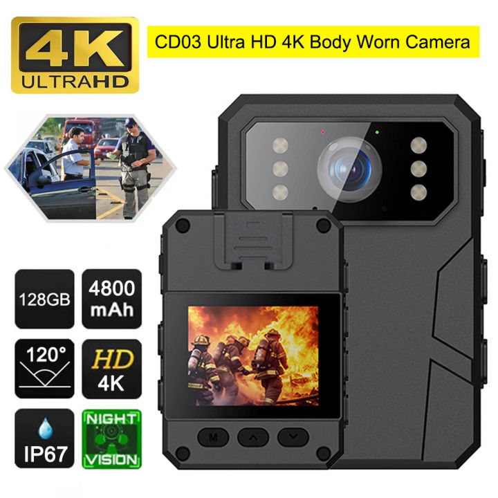 4K HD Mini Camera Police Recorder with HD IPS Screen HD Police Body ...
