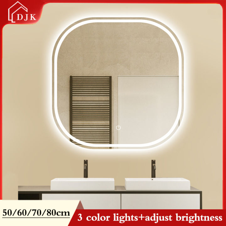 Smart Bathroom Mirror LED Square Mirror 3-color Smart Touch Mirror ...
